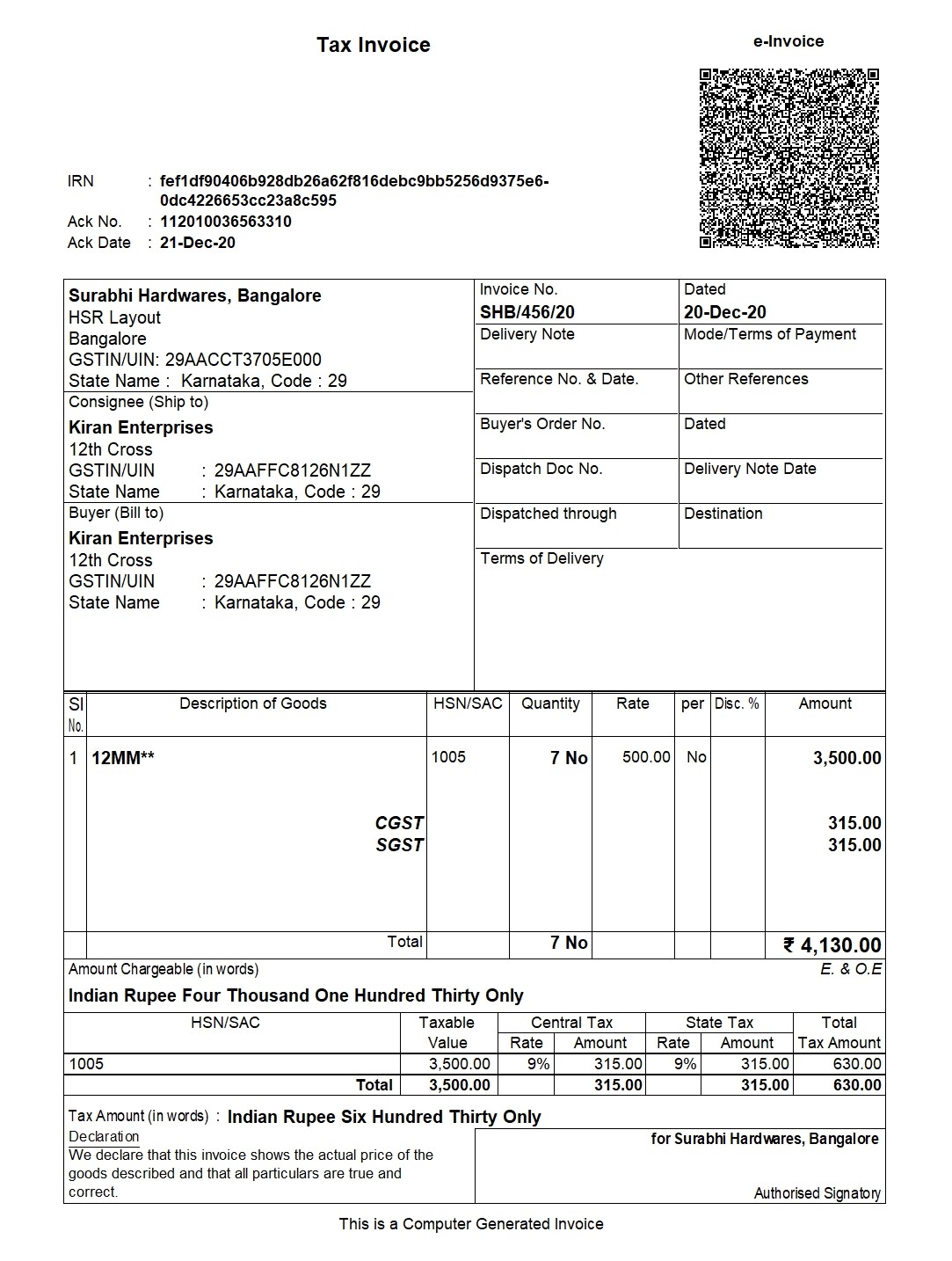 GST Invoice Bill Format Invoice Rules Tally Solutions