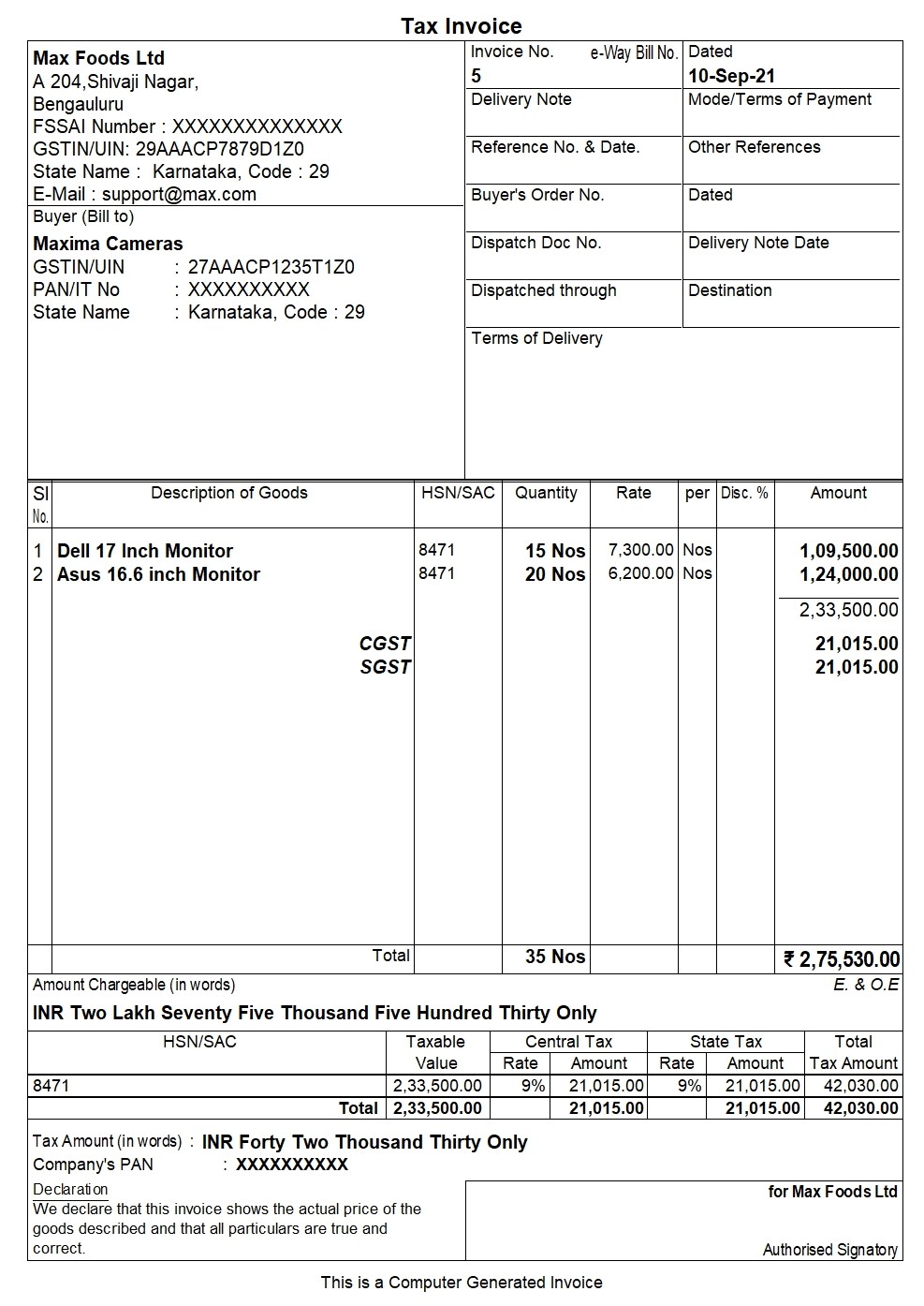 How To Print PAN Number On Invoices Using TallyPrime Tally Solutions